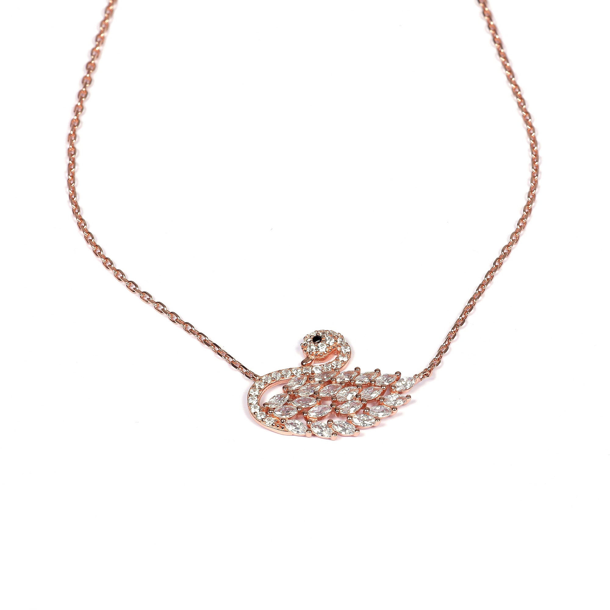 Buy Italian Swan Rose Gold Necklace | 925 Silver | Precious Jewel